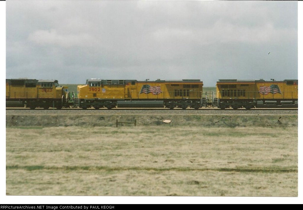 UP 7902 in the sun showing her new paint job off!!!!